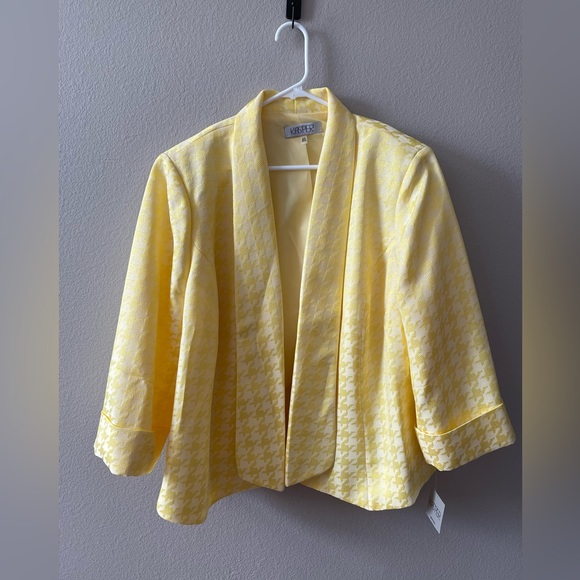 Kasper | Jackets & Coats | Nwt Kasper Houndstooth Yellow Jacket Plus ...